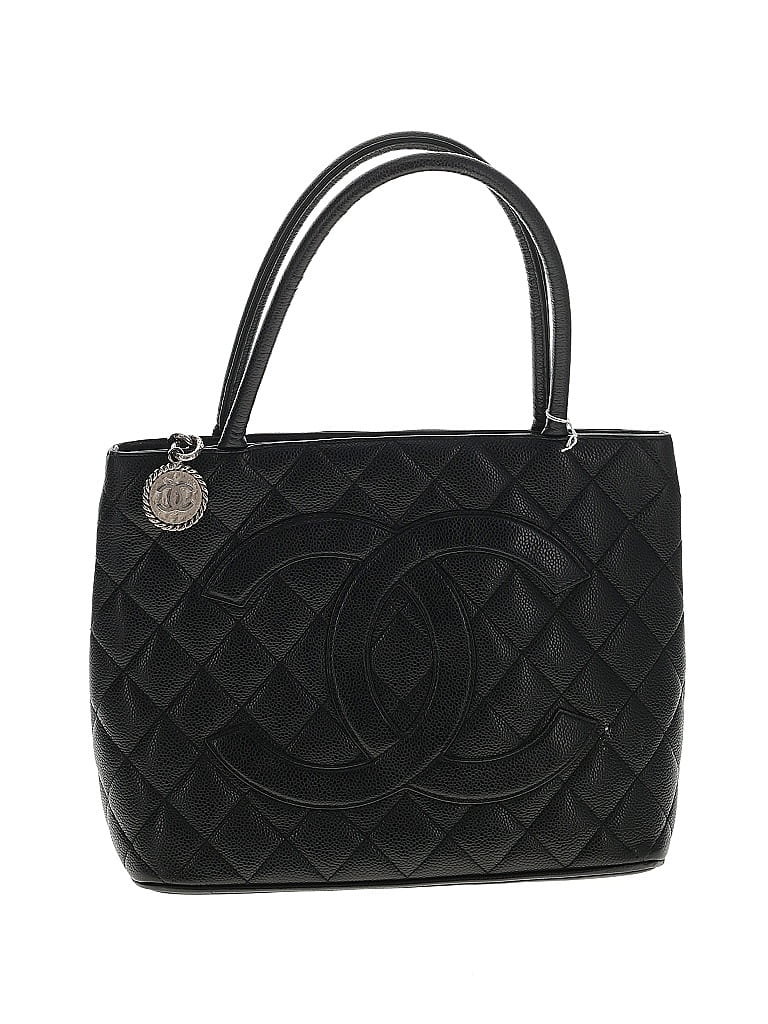 Chanel 100% Calf Leather Solid Black Medallion Tote One Size - 28% off ...