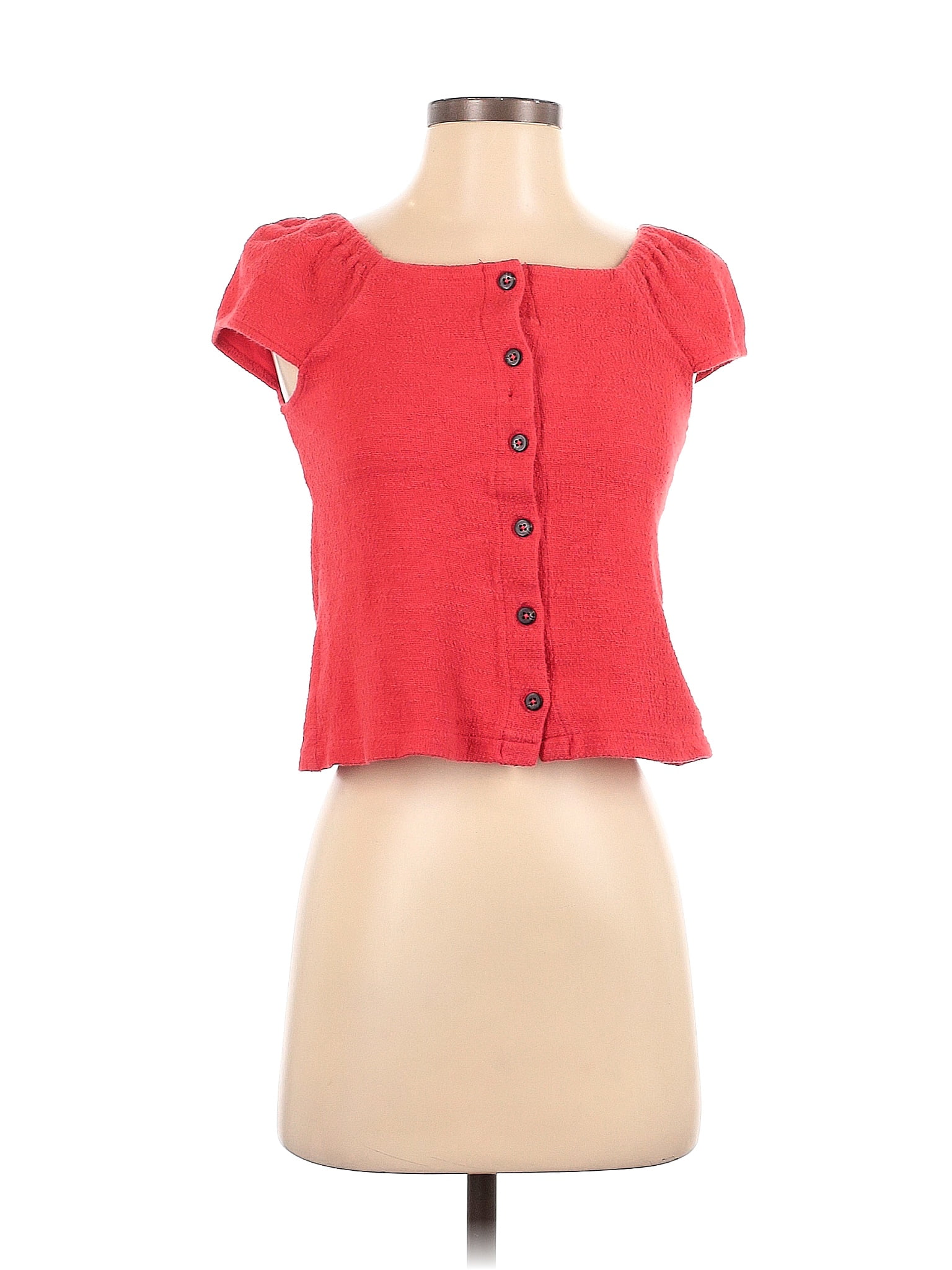 Texture And Thread Madewell 100 Cotton Polka Dots Red Short Sleeve Top