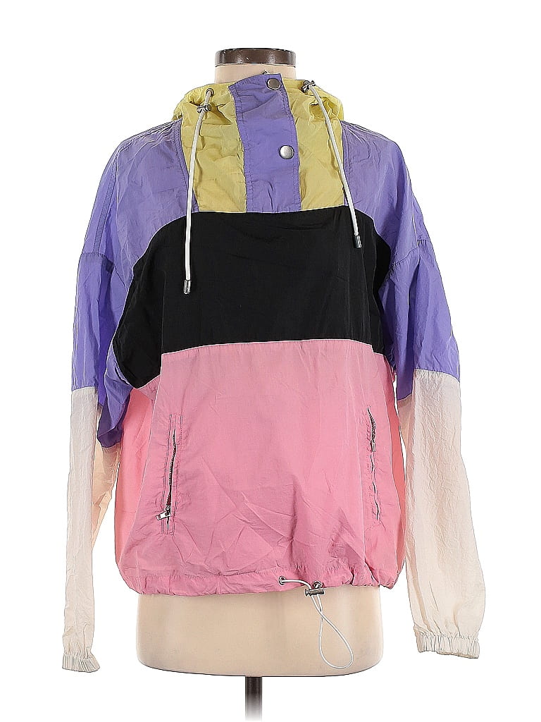 ASTR The Label 100% Polyester Multi Color Purple Windbreaker Size S ...
