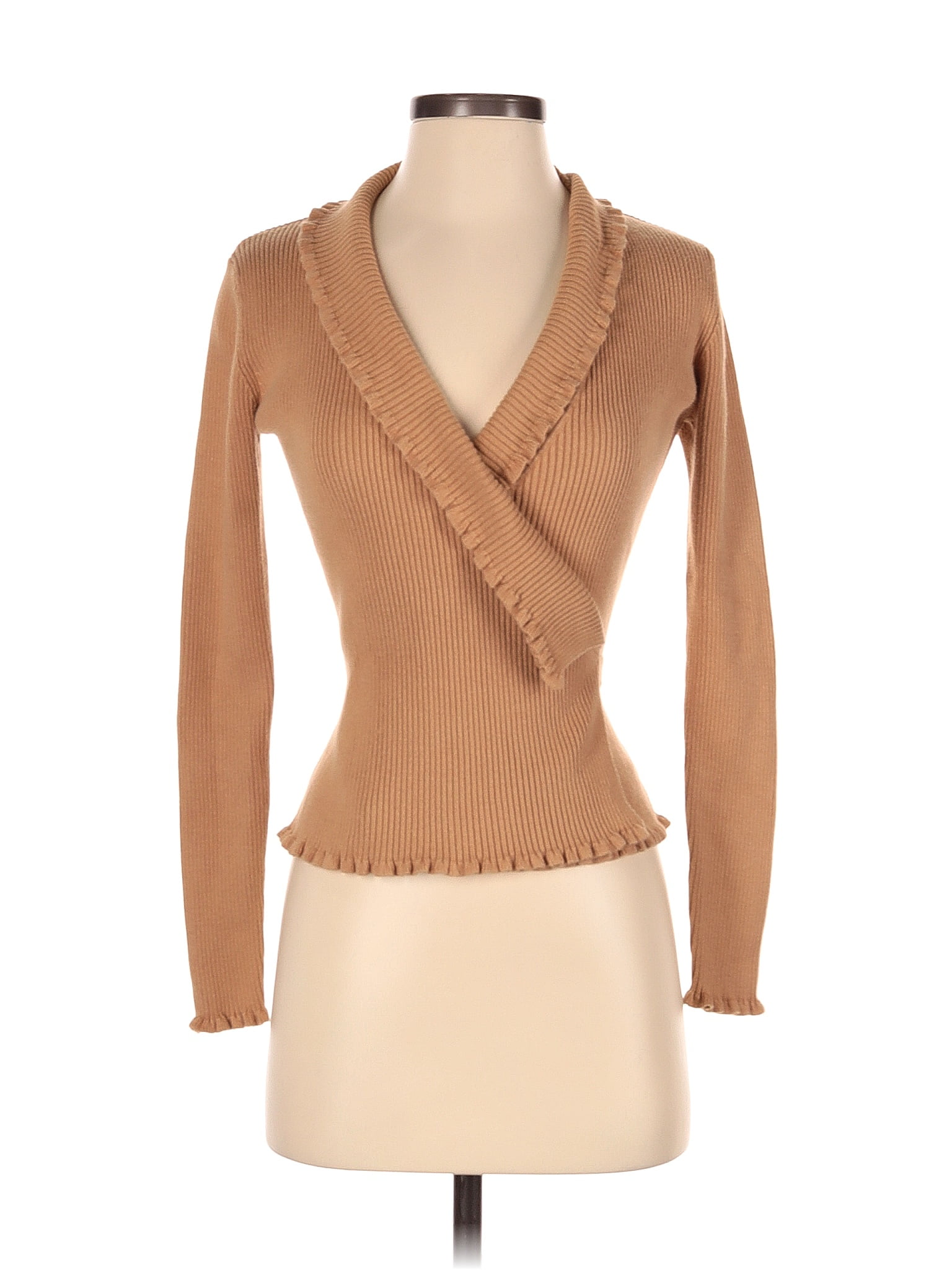 Moda International 100% Cotton Color Block Solid Tan Sweatshirt Size XS ...