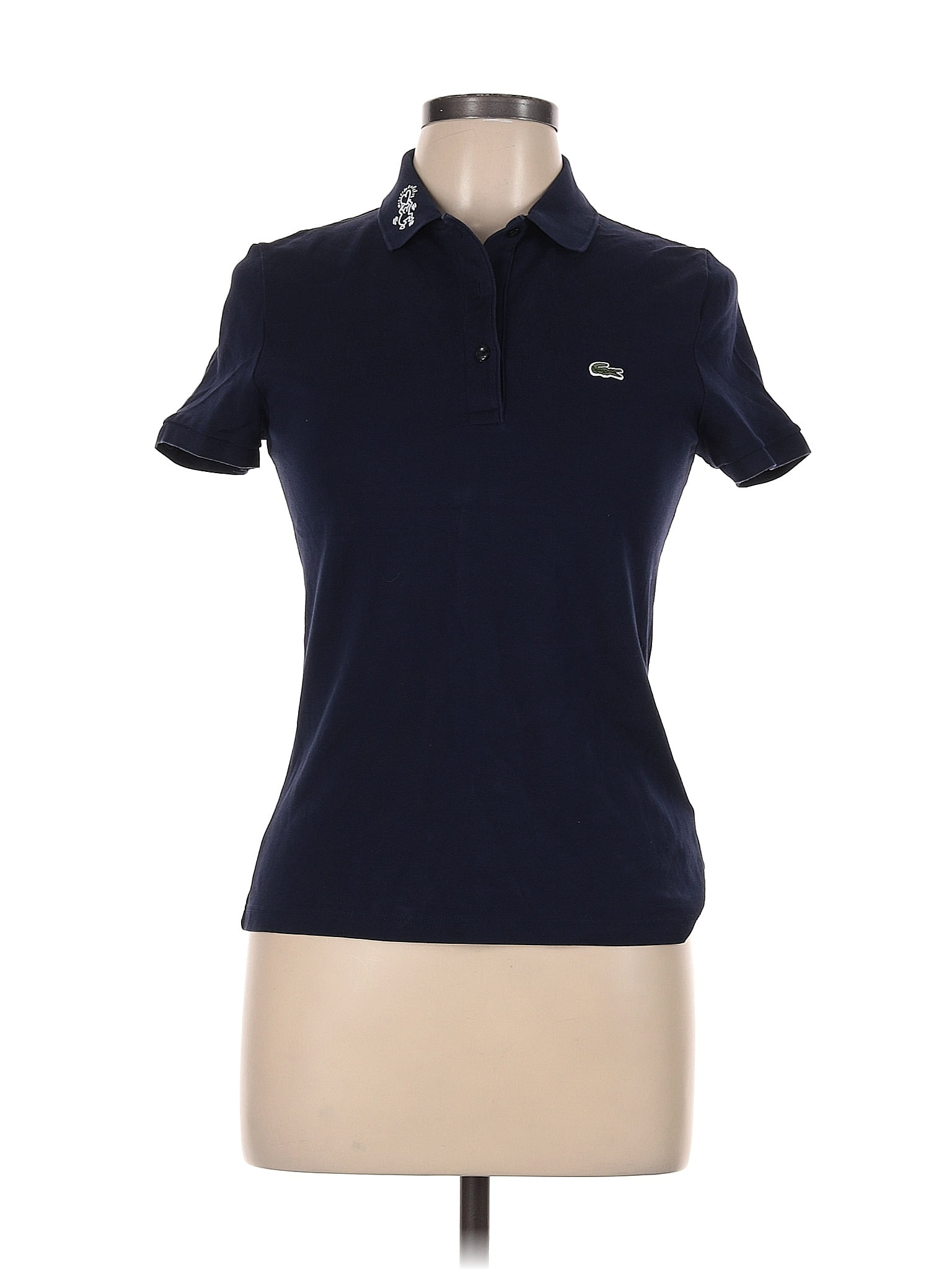 Lacoste X Keith Haring Solid Navy Blue Short Sleeve Polo Size 38 Eu