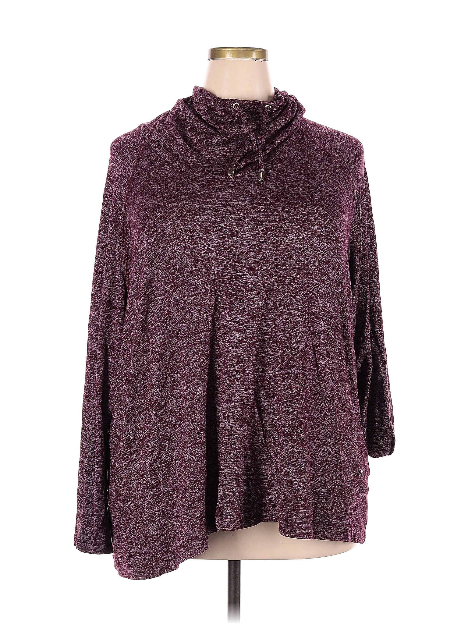 Calvin Klein Color Block Marled Purple Burgundy Turtleneck Sweater Size ...