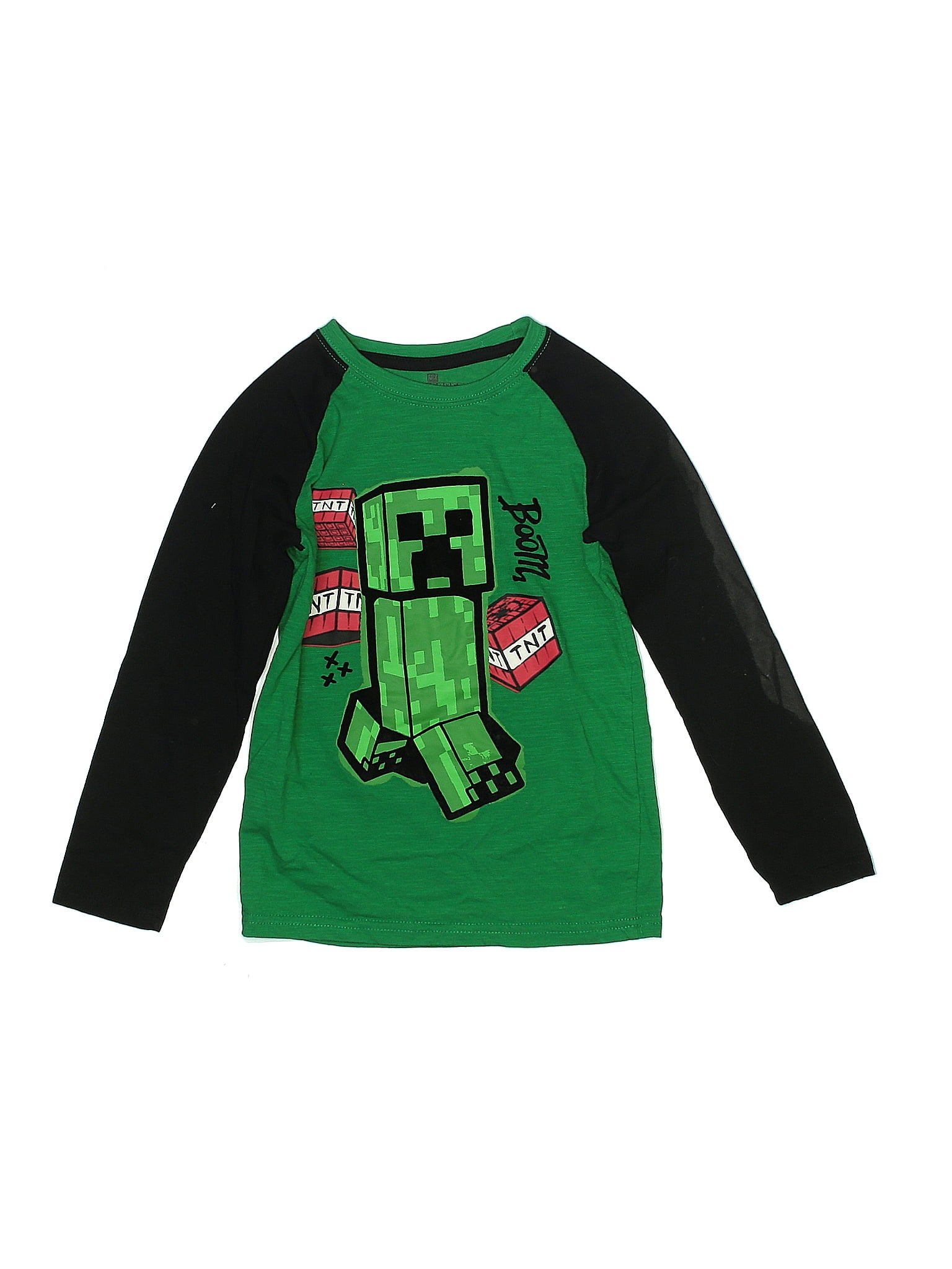 Minecraft Color Block Marled Green Long Sleeve T-Shirt Size 7 - 8 - 14% ...