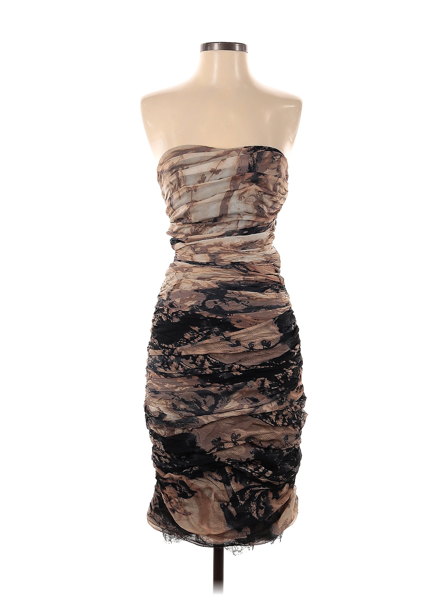 Diane von Furstenberg 100% Silk Multi Color Brown Cocktail Dress Size 2 ...