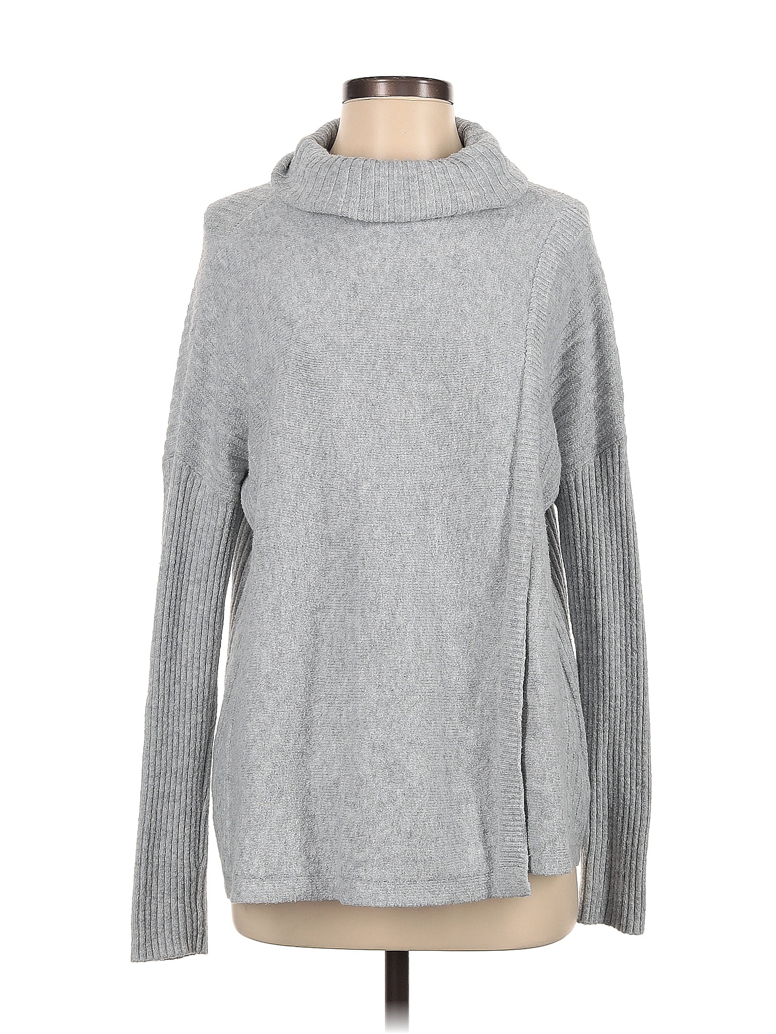 Simply Vera Vera Wang Color Block Solid Gray Turtleneck Sweater Size S