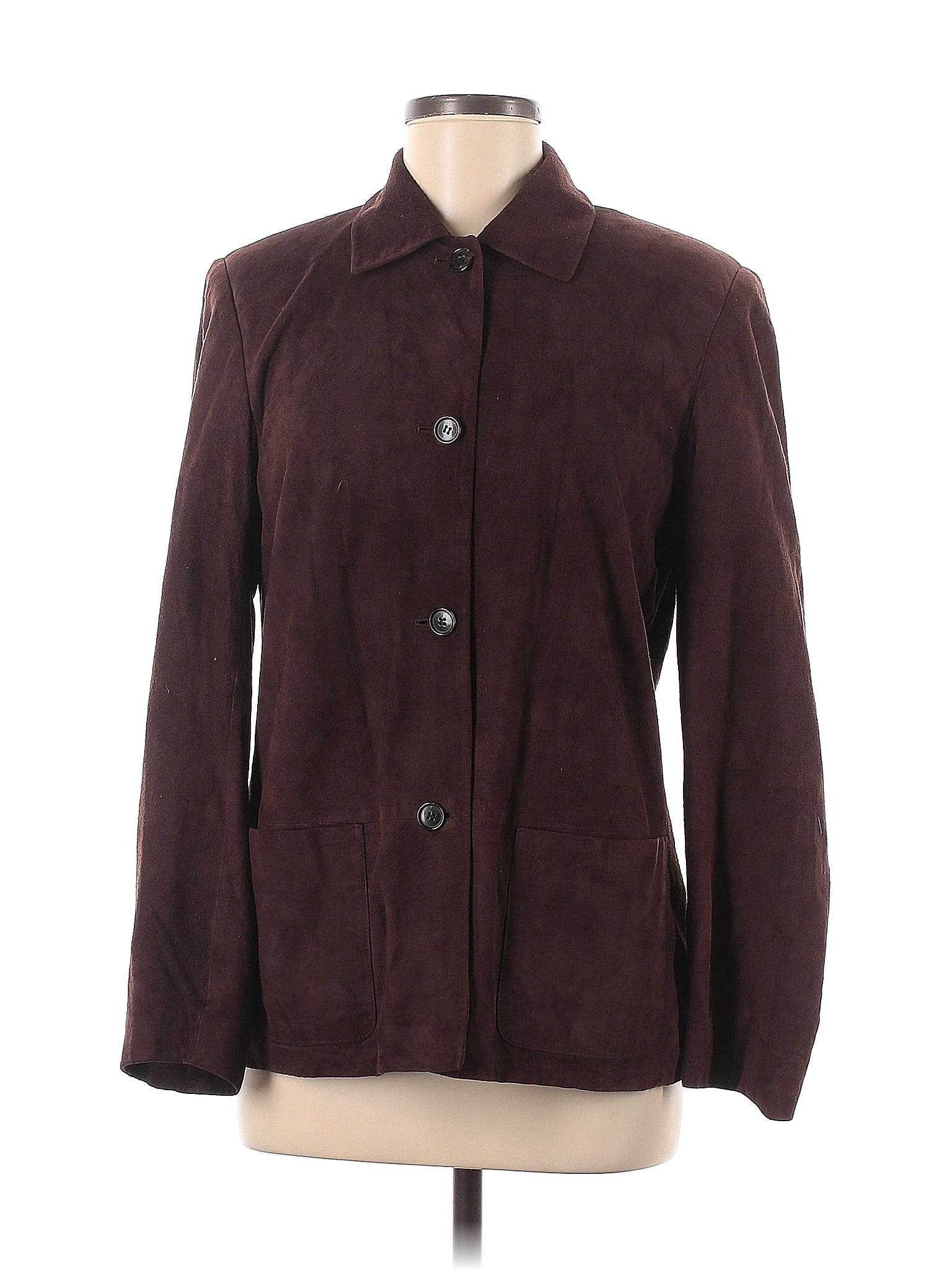 Talbots 100% Leather Solid Brown Burgundy Leather Jacket Size 8 - 76% ...