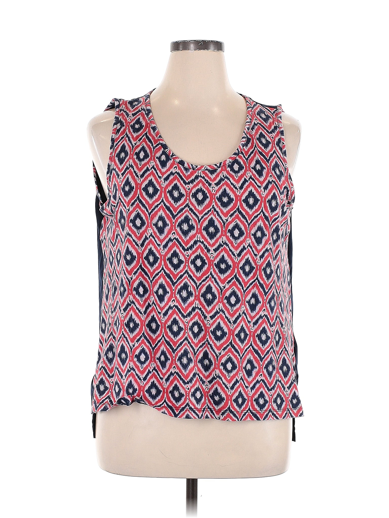 Jones New York Signature 100 Polyester Blue Pink Sleeveless Blouse