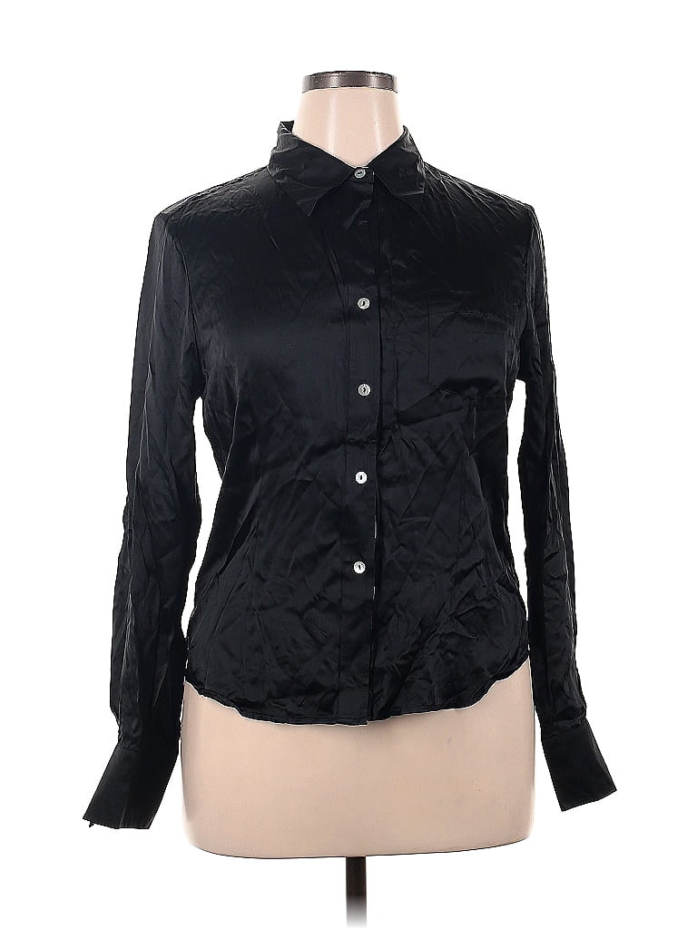 Robbie Bee 100% Silk Black Long Sleeve Blouse Size XL - 71% off | ThredUp