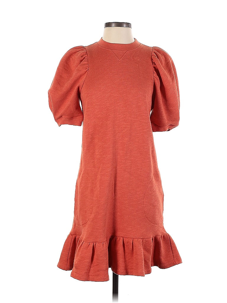 Ulla Johnson 100 Cotton Solid Burnt Orange Orange Casual Dress Size P