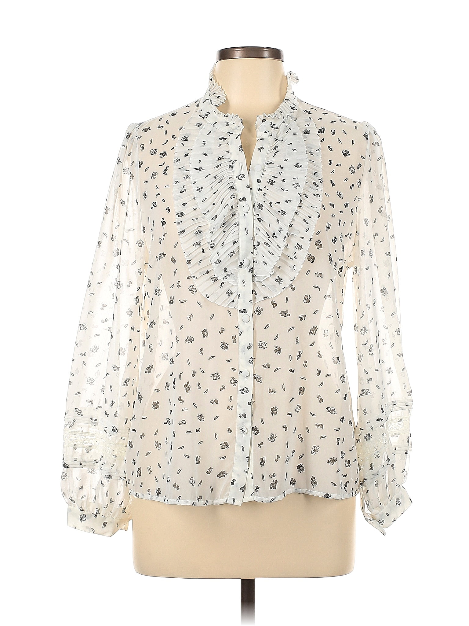 Zara Ivory Long Sleeve Blouse Size L 58 Off Thredup