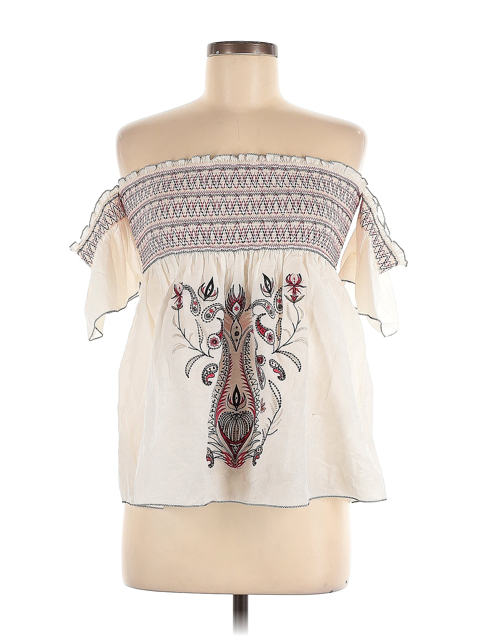 Rachel Zoe Ivory Short Sleeve Blouse Size L 86 Off Thredup