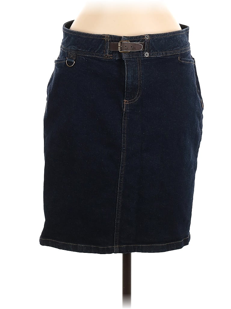 Chaps Solid Blue Denim Skirt Size 6 - 57% off | ThredUp