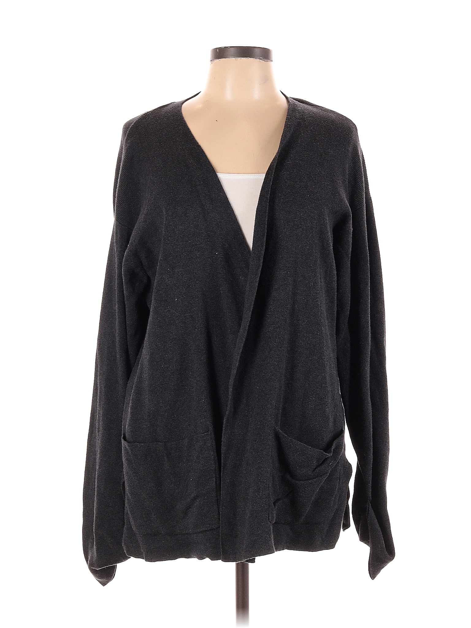 Jeanne Pierre 100% Cotton Color Block Solid Gray Cardigan Size L - 50% ...