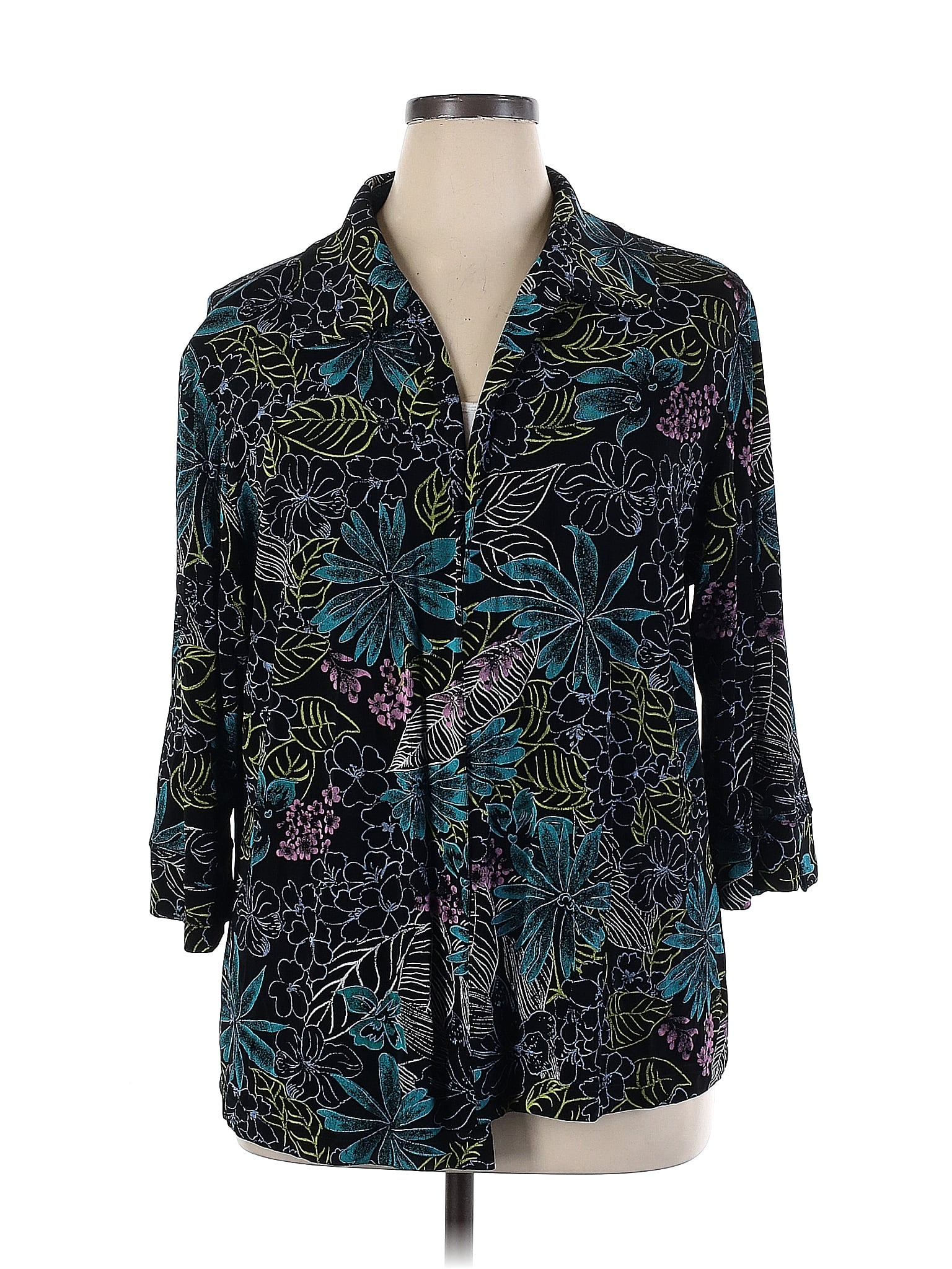 Vikki Vi Floral Teal Jacket Size 1X (Plus) - 64% off | ThredUp