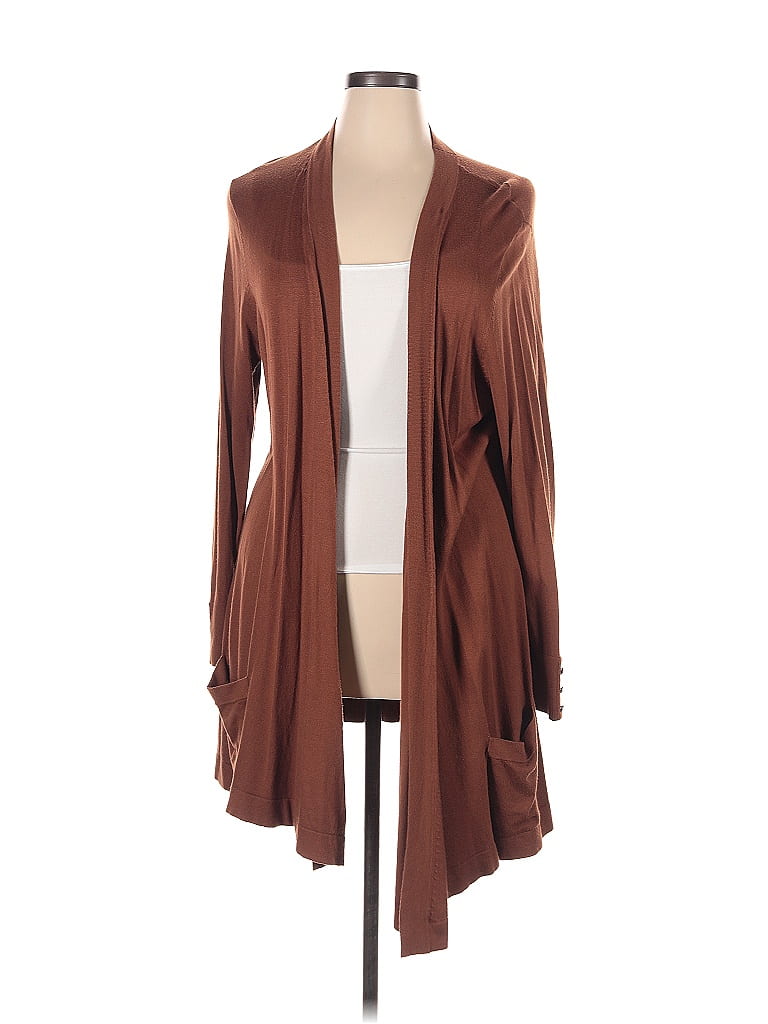 Roz & Ali Color Block Solid Brown Cardigan Size 1X (Plus) - 73% off ...