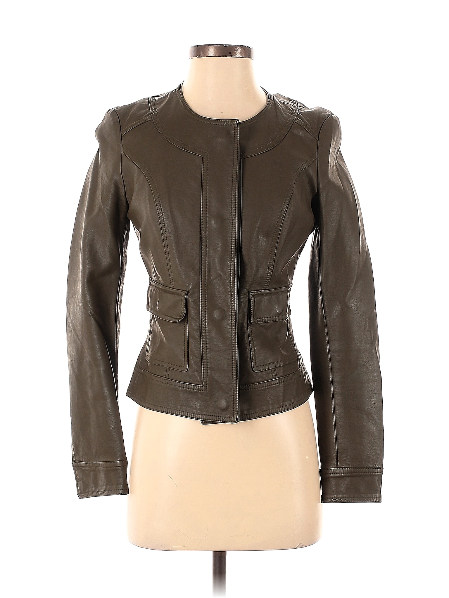 Kut from the Kloth 100% Polyurethane Solid Brown Faux Leather Jacket ...