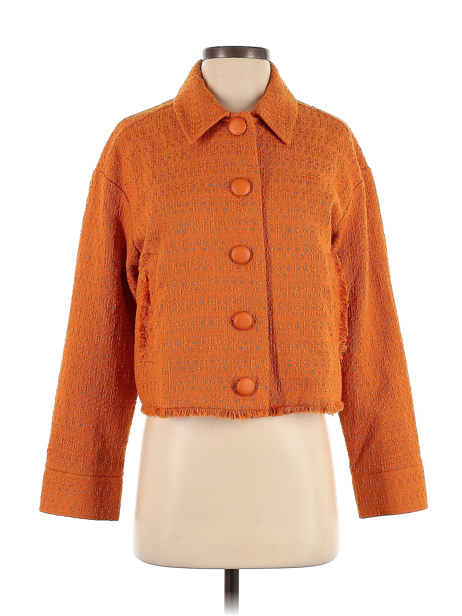 MNG 100% Cotton Solid Orange Jacket Size S - 60% off | ThredUp