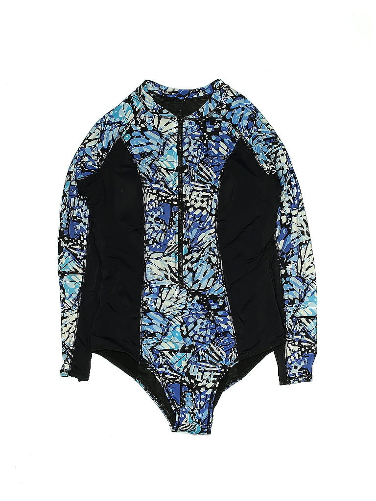 Swimsuits for all Multi Color Blue One Piece Swimsuit Size 18 (Plus ...