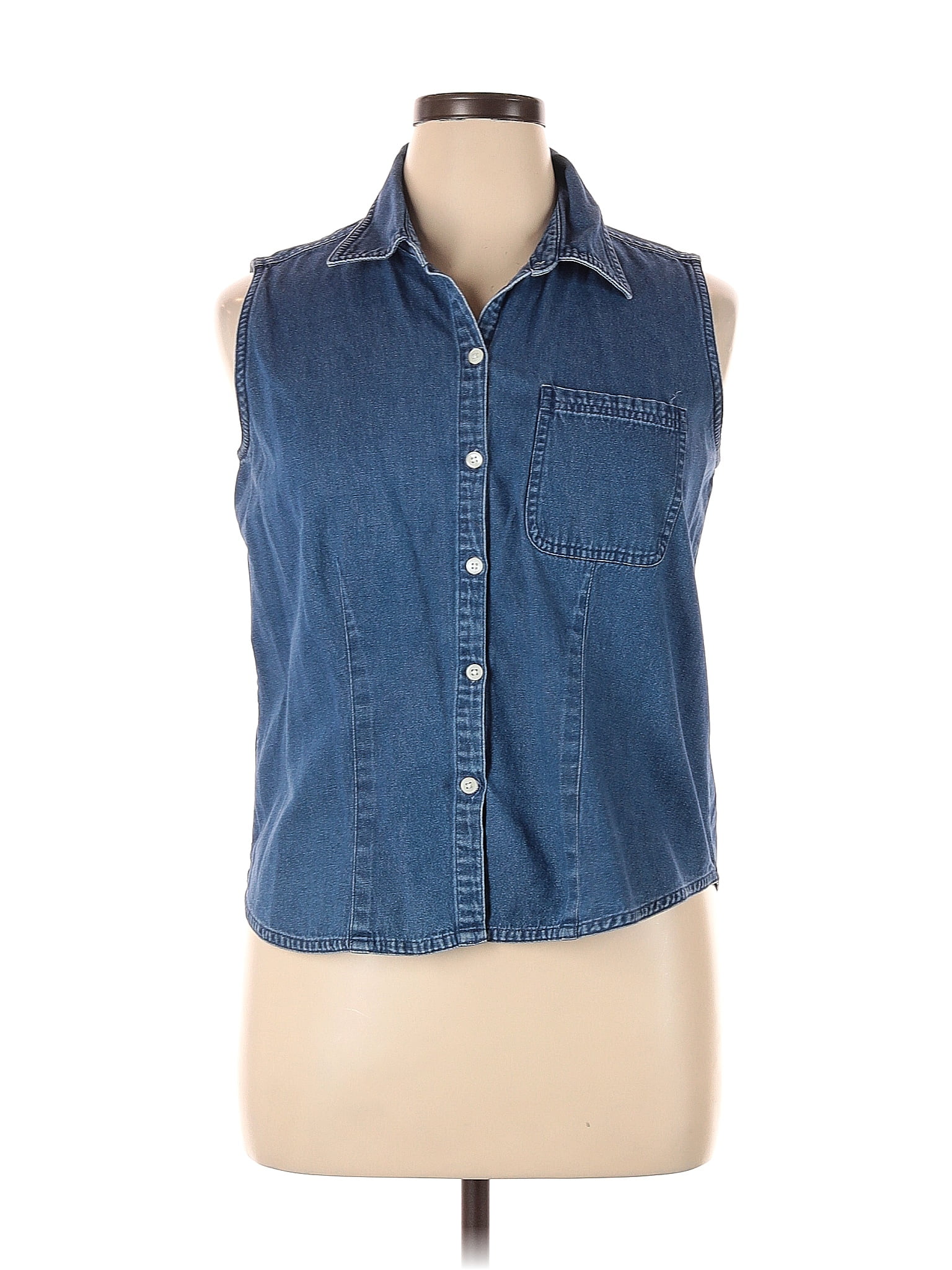 Cherokee 100 Cotton Blue Sleeveless Blouse Size Xl 47 Off Thredup