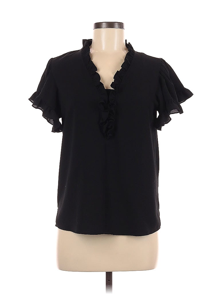 Cece Polka Dots Black Short Sleeve Blouse Size M 72 Off Thredup