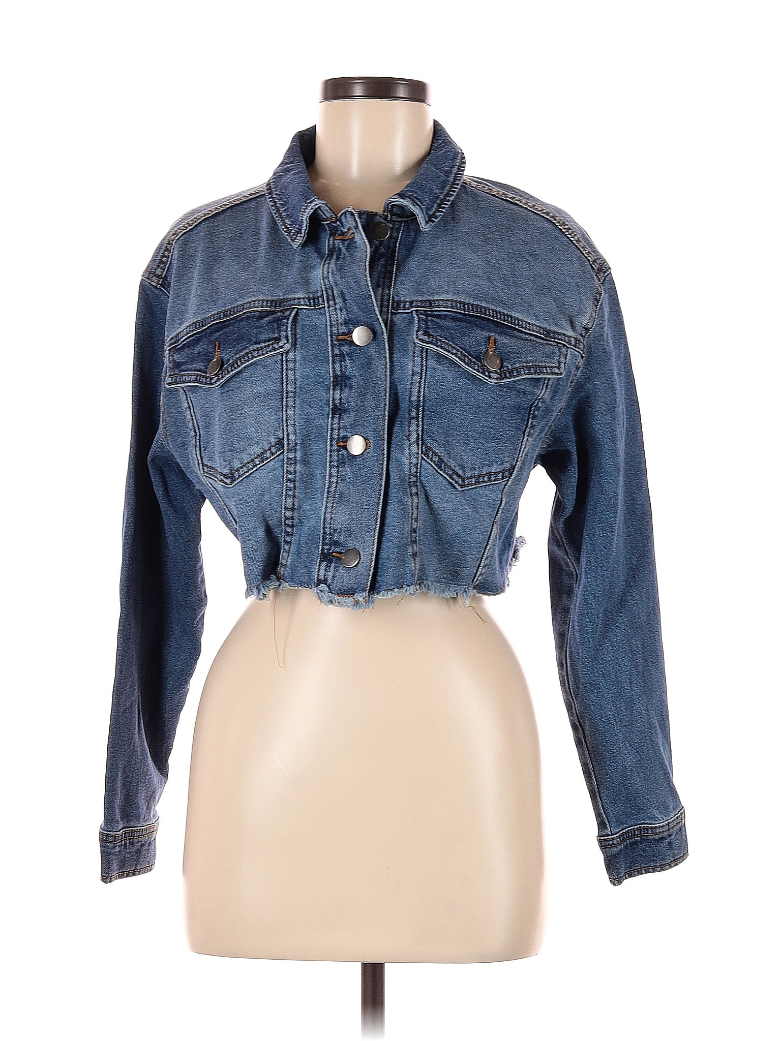 Wild Fable Solid Blue Denim Jacket Size M - 46% off | ThredUp