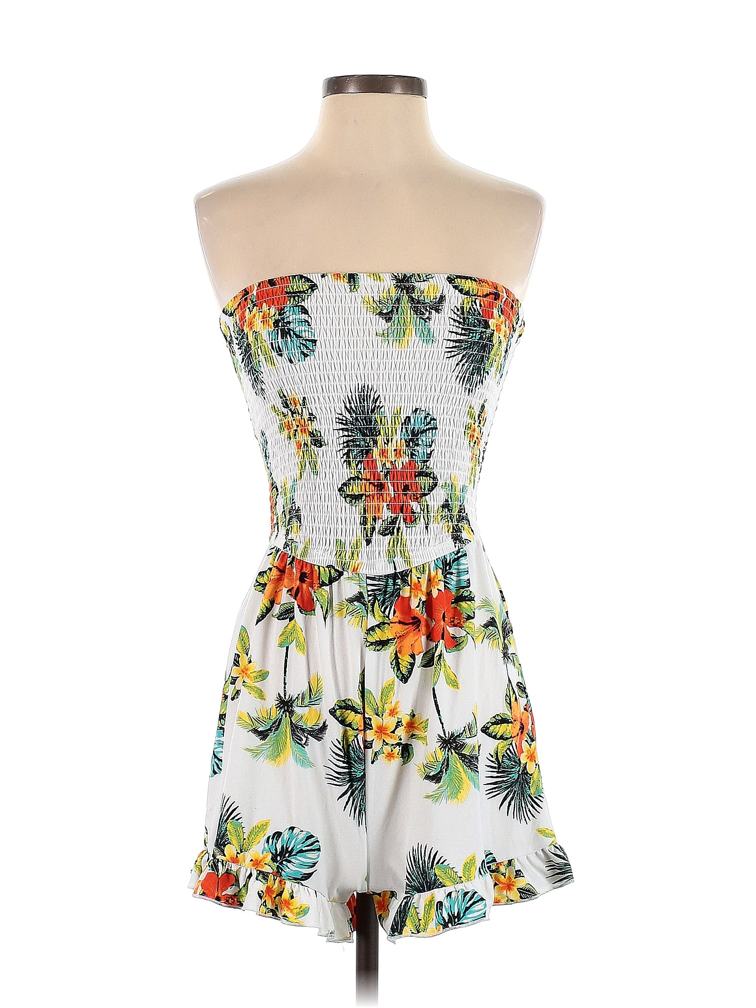 Derek Heart 100% Polyester Floral White Romper Size M - 53% off | ThredUp