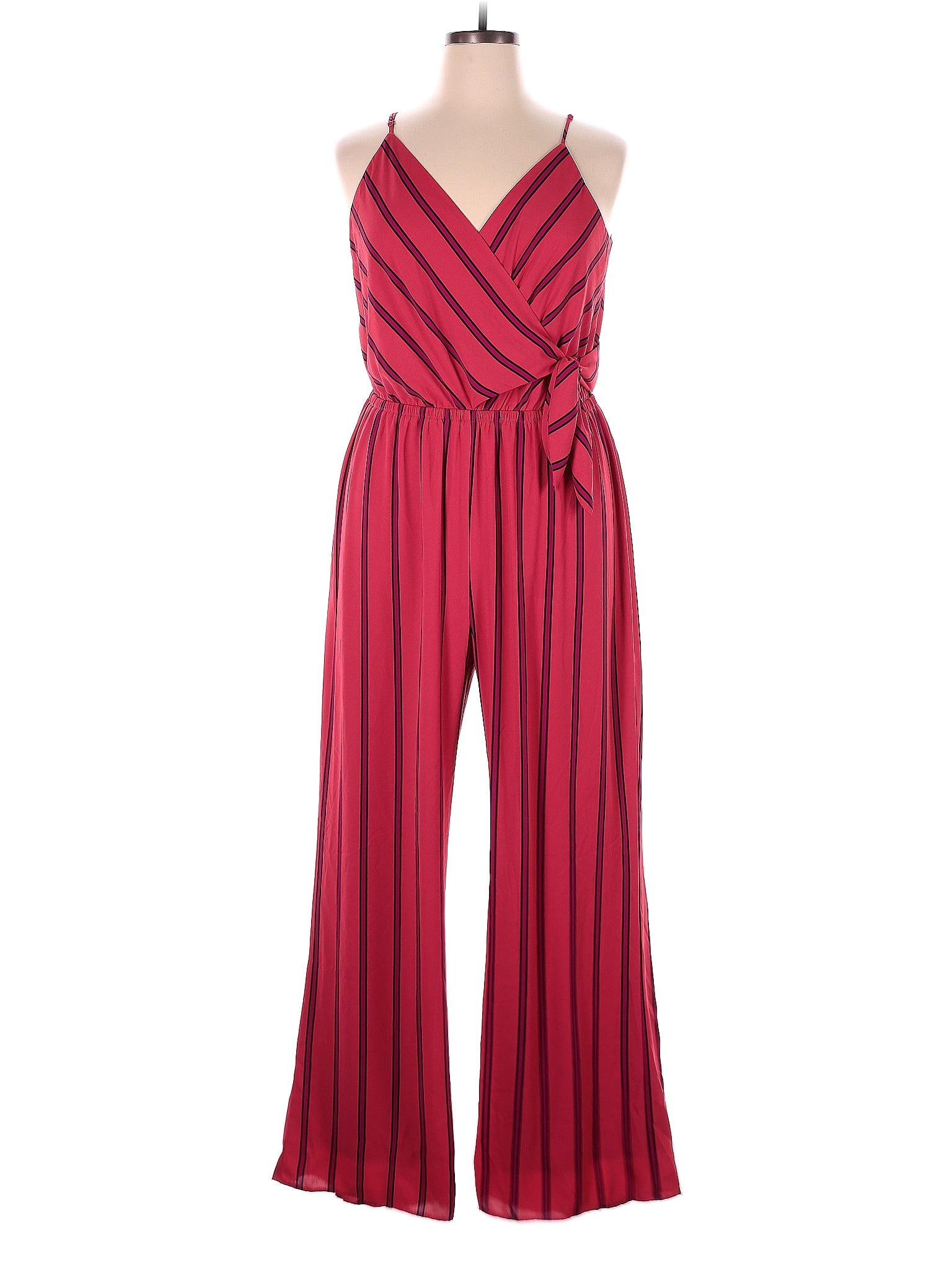 Express Stripes Red Jumpsuit Size L - 56% off | ThredUp