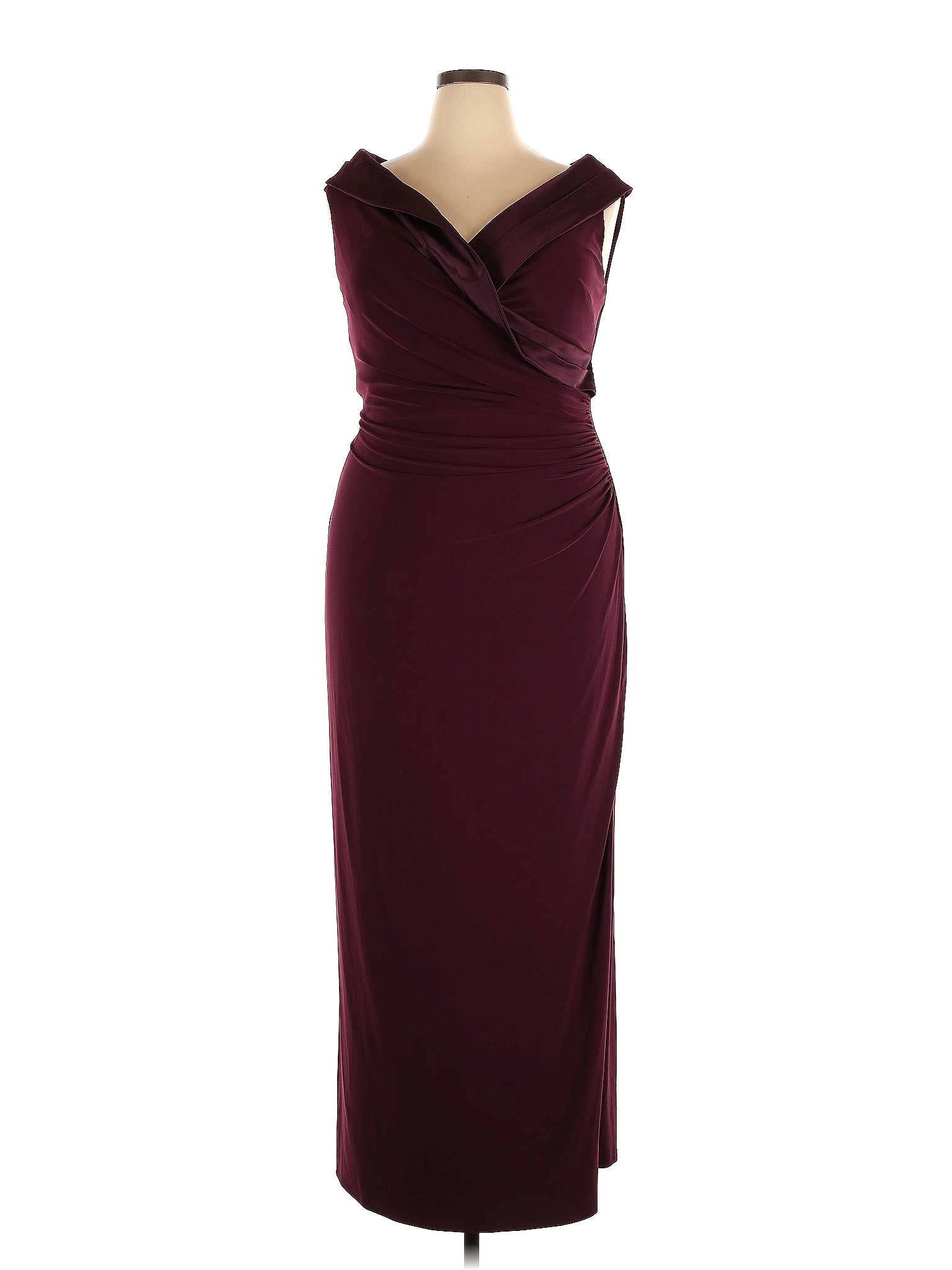 Lauren by Ralph Lauren Solid Maroon Burgundy Cocktail Dress Size 18 ...
