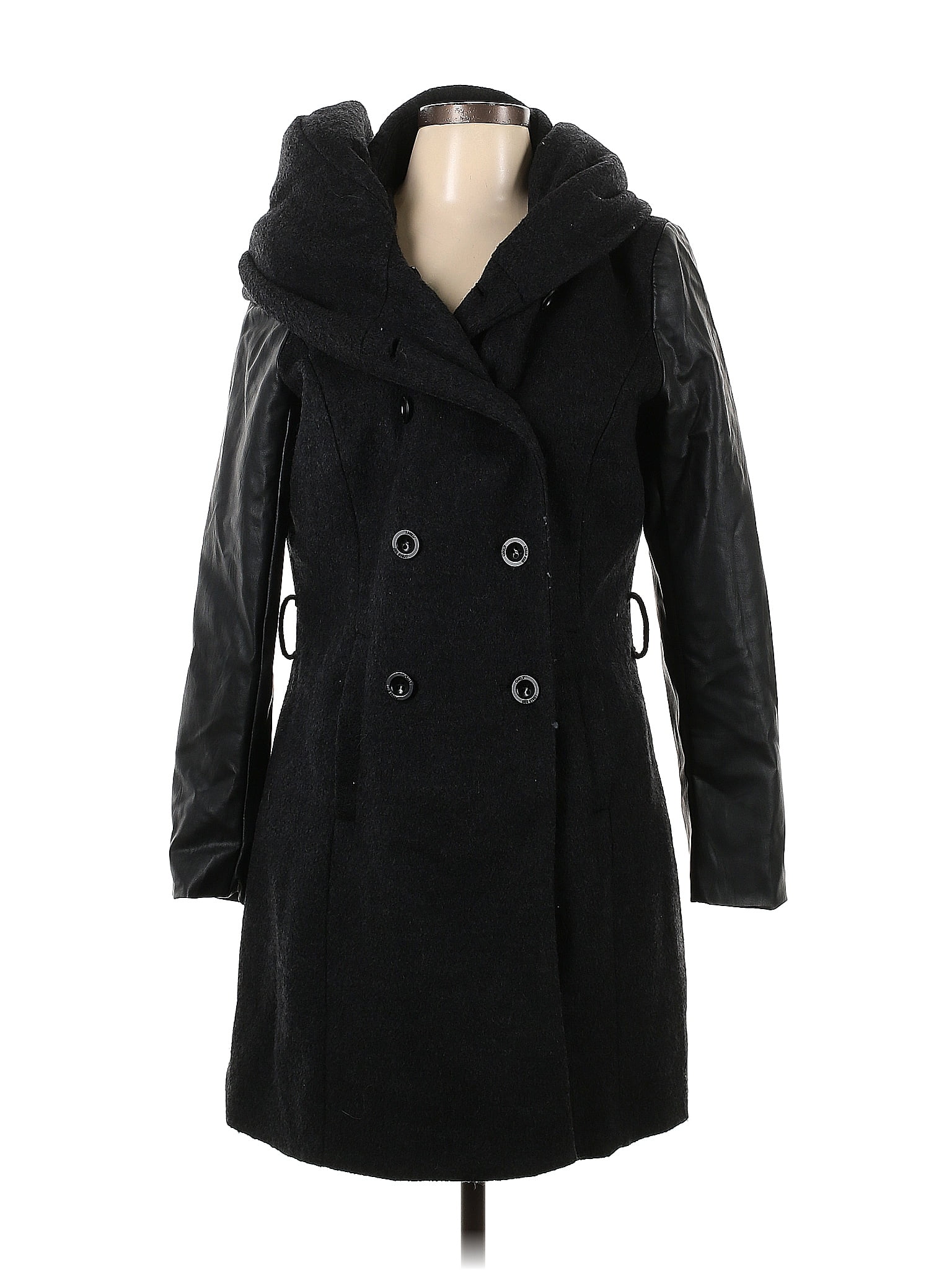 Only Solid Black Wool Coat Size L - 70% off | ThredUp