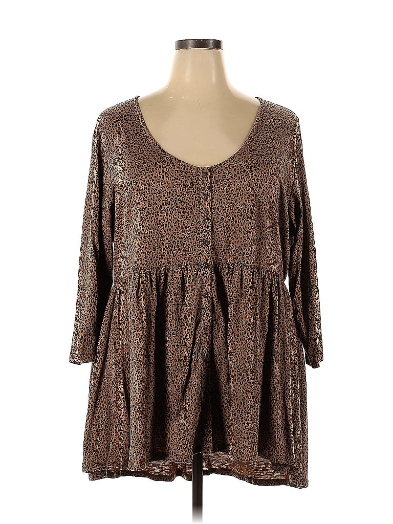 wonderly Brown Long Sleeve Button-Down Shirt Size 2X (Plus) - 52% off ...