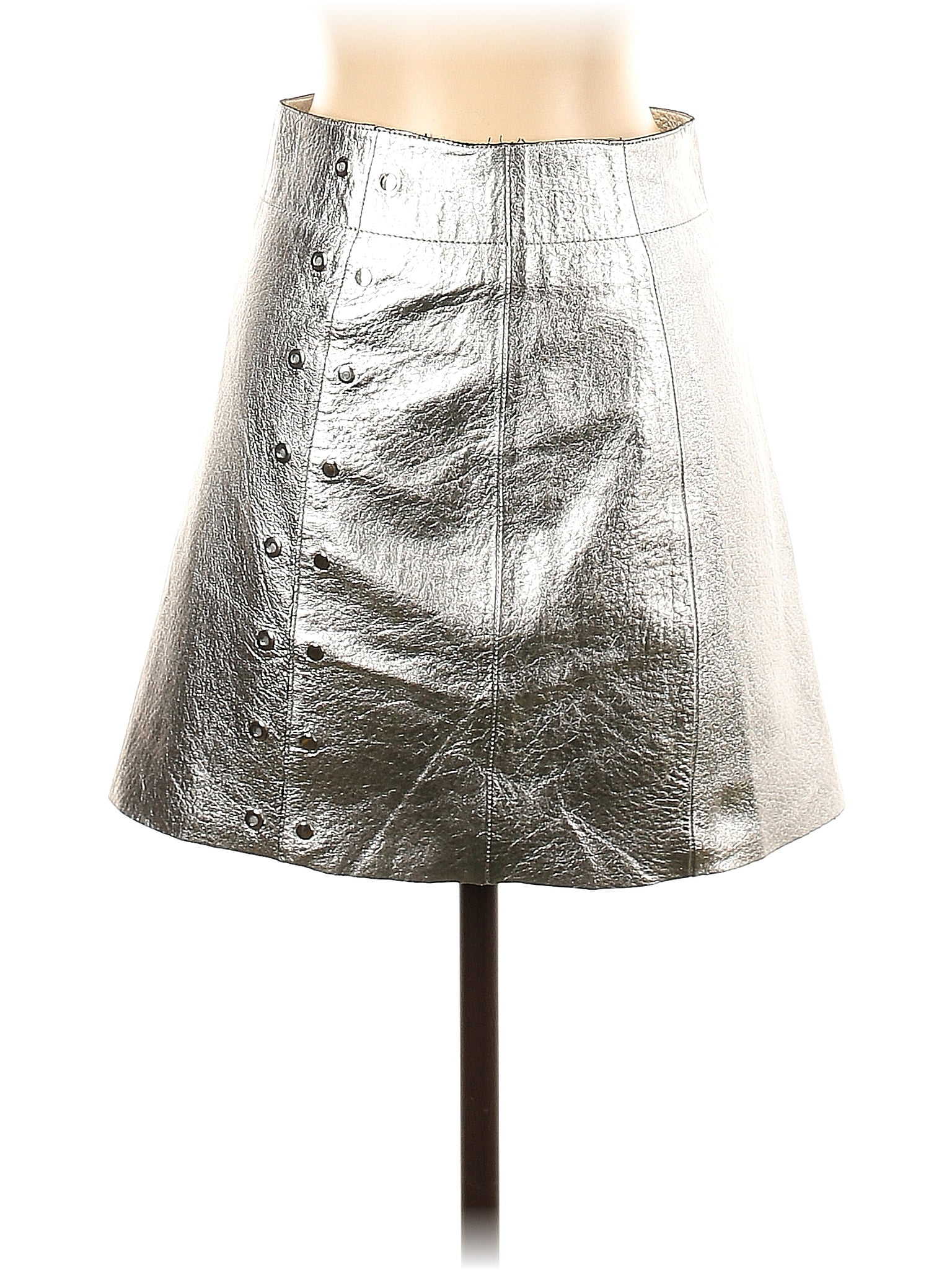 Veda 100% Leather Solid Metallic Silver Leather Skirt Size 2 - 86% off ...