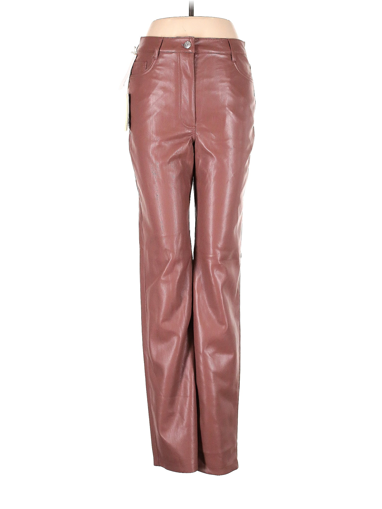 Wilfred 100% Polyurethane Solid Brown Faux Leather Pants Size 6 - 73% ...