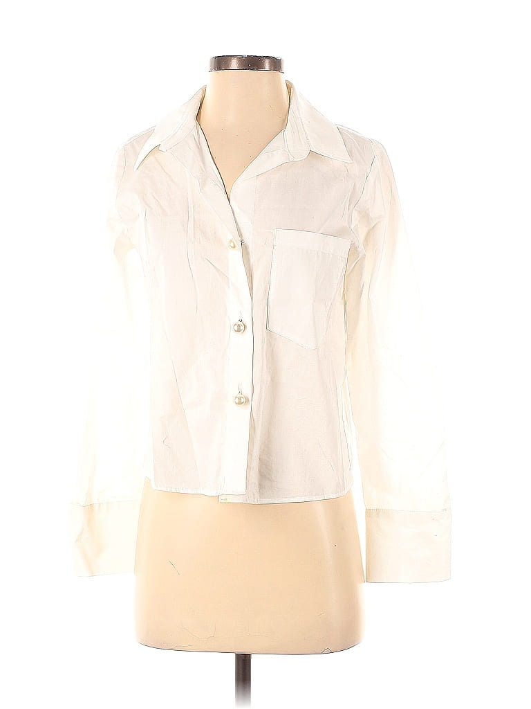 Zara 100% Cotton Solid White Ivory Long Sleeve Button-Down Shirt Size XS - 55% off | ThredUp