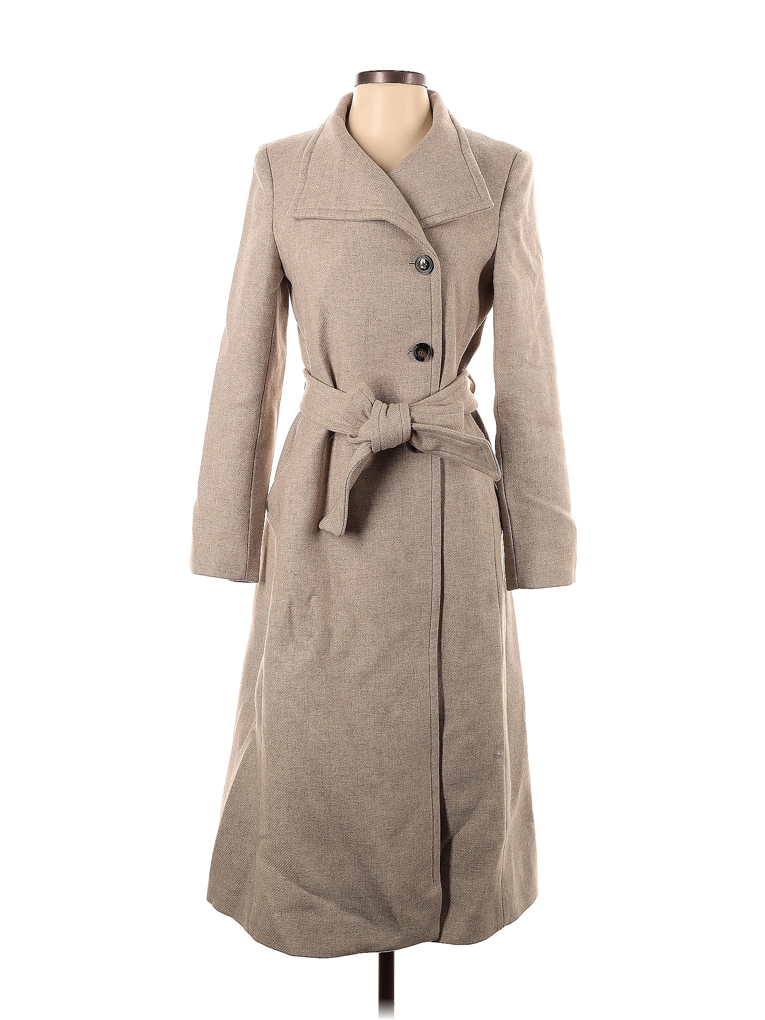 MNG Solid Tan Wool Coat Size S - 52% off | ThredUp