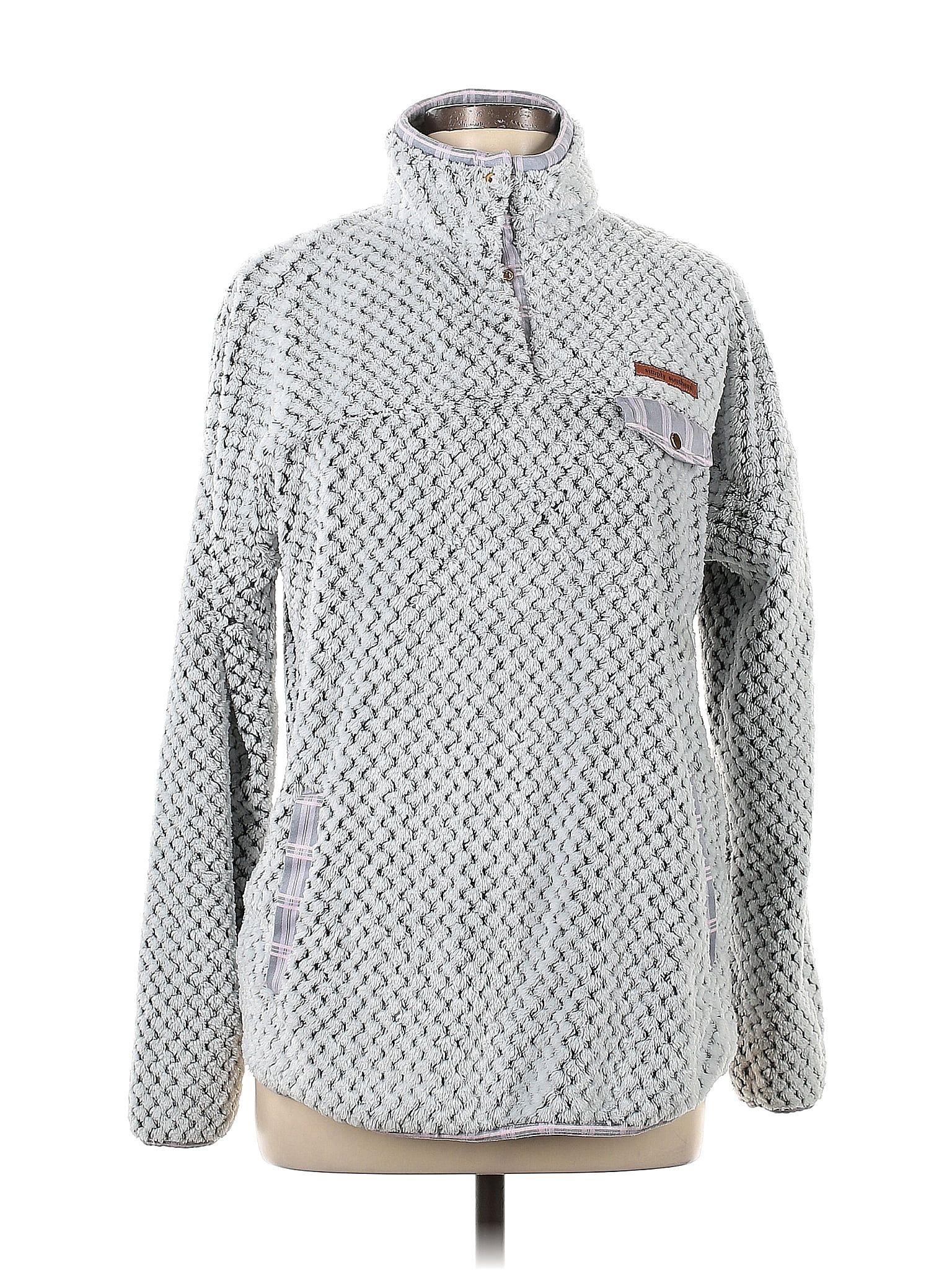 Simply Southern 100% Polyester Gray Silver Faux Leather Jacket Size L ...