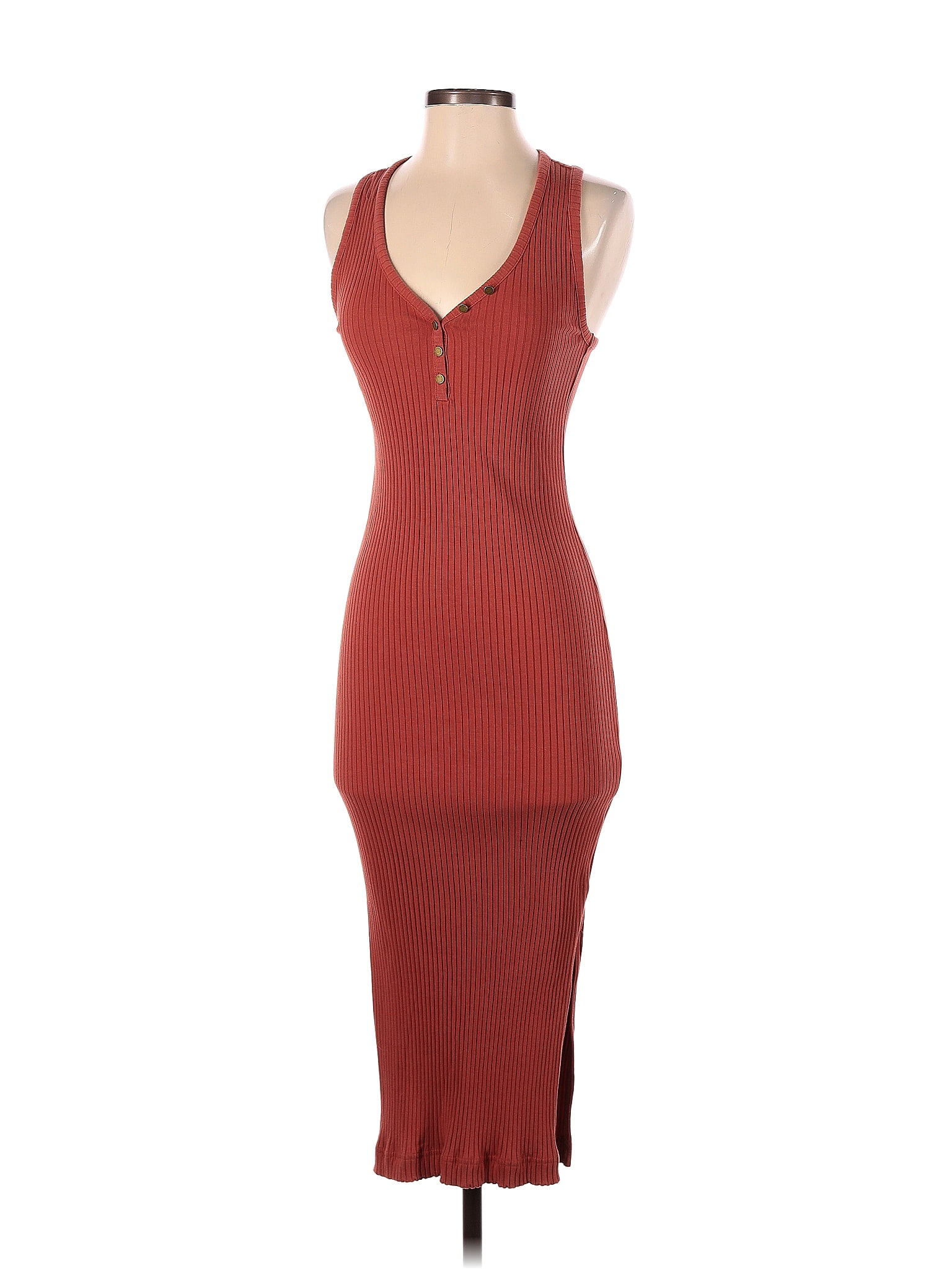 Assorted Brands Solid Burnt Orange Burgundy Casual Dress Size Xs 64