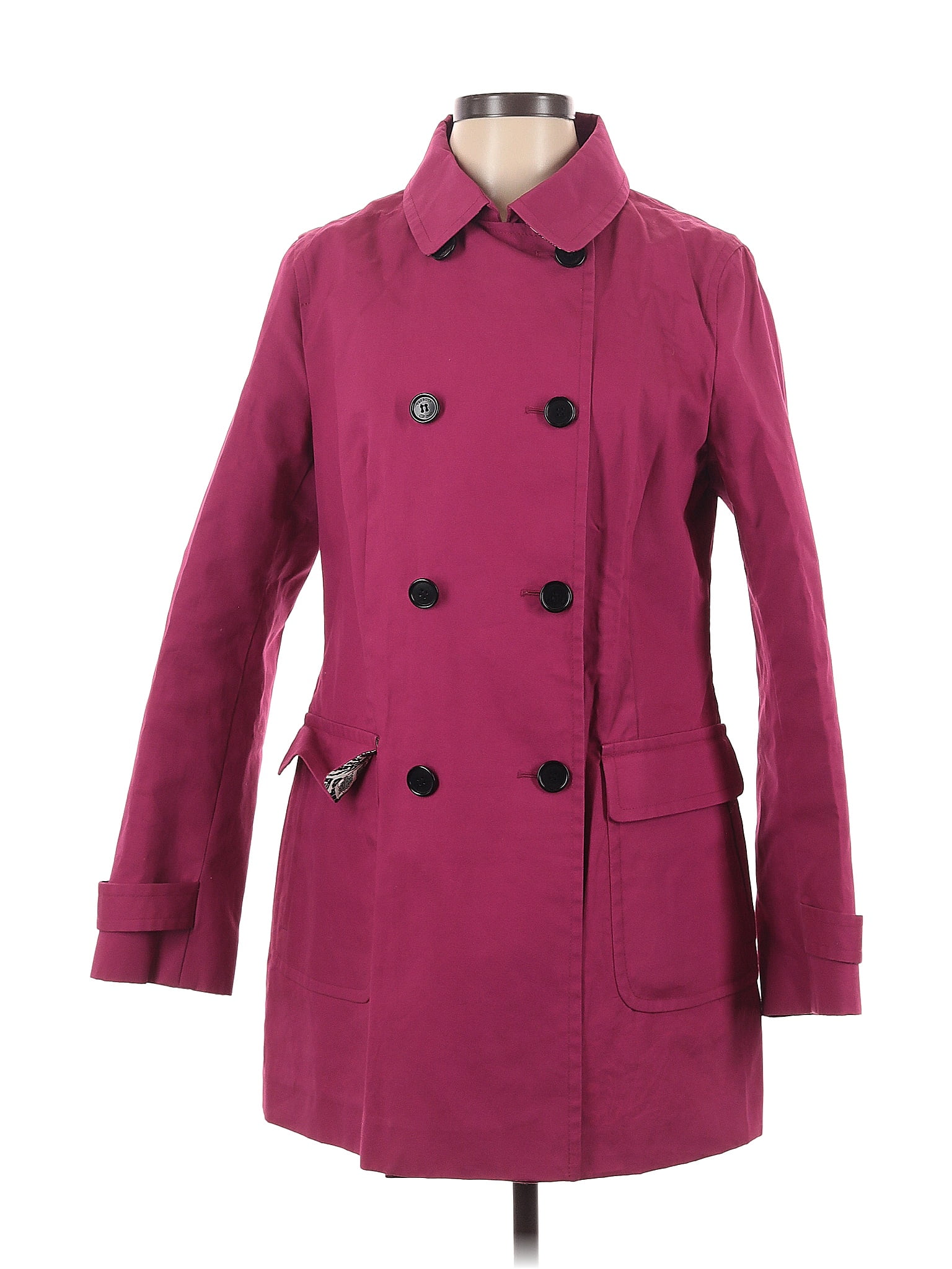 Talbots 100% Cotton Solid Pink Purple Trenchcoat Size 12 - 74% off | ThredUp