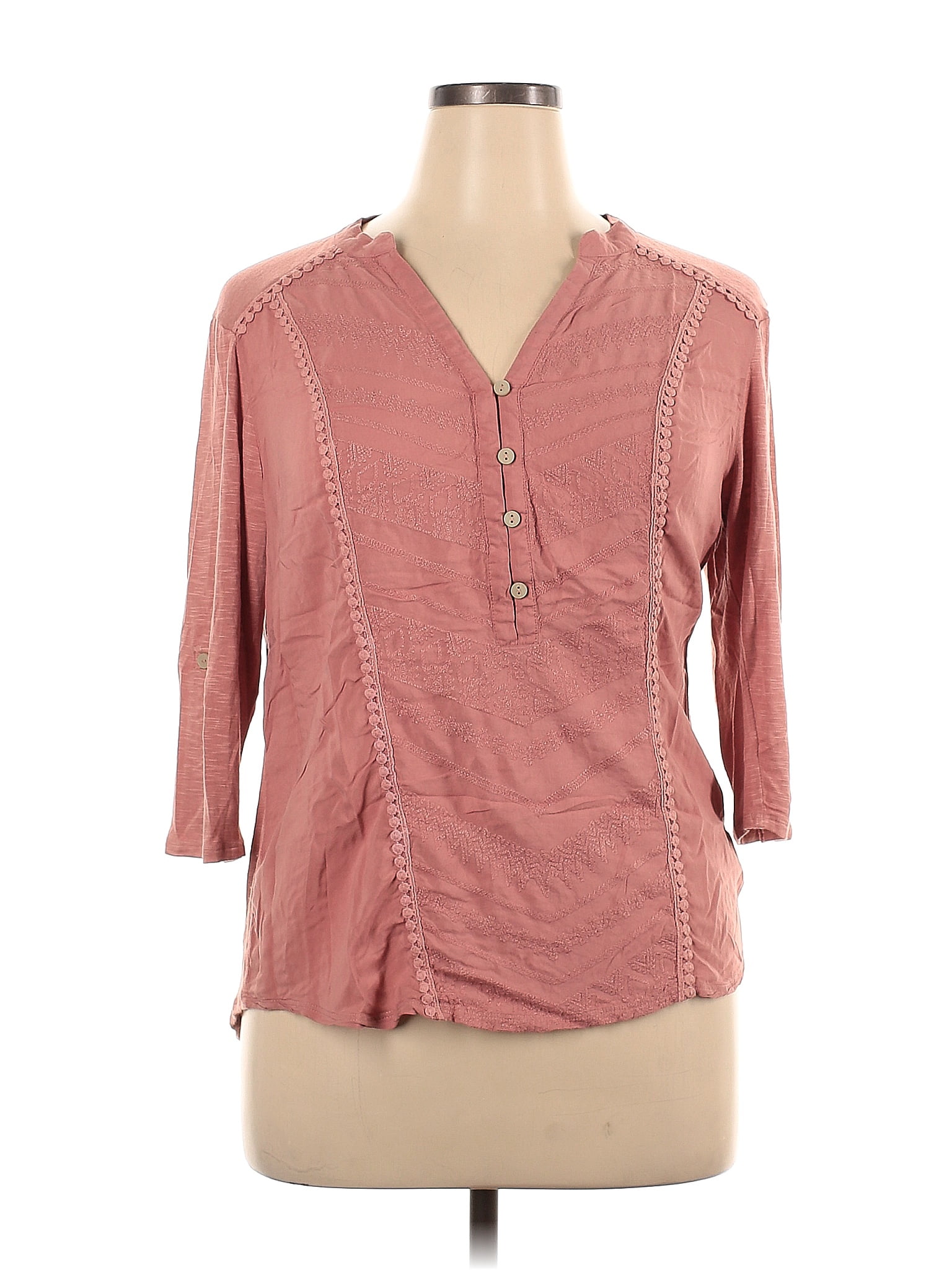 Democracy Solid Pink Long Sleeve Blouse Size Xl 79 Off Thredup
