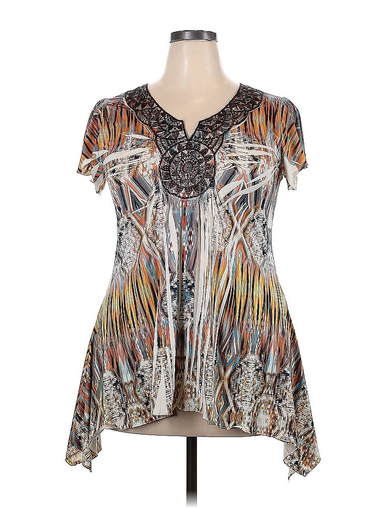 World Unity Multi Color Silver Short Sleeve Blouse Size XL - 47% off ...