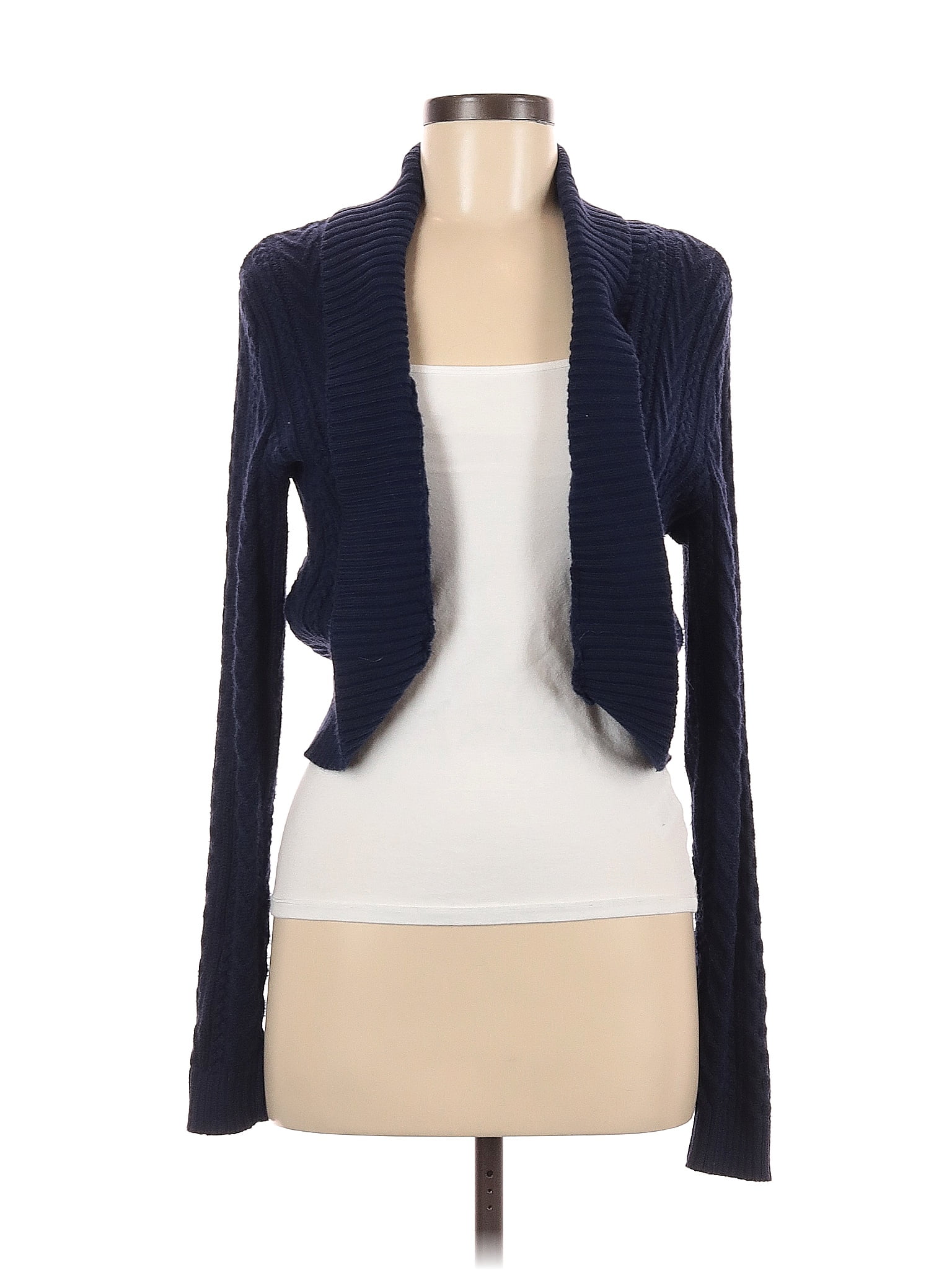 Lauren by Ralph Lauren 100% Cotton Color Block Solid Navy Blue Cardigan ...