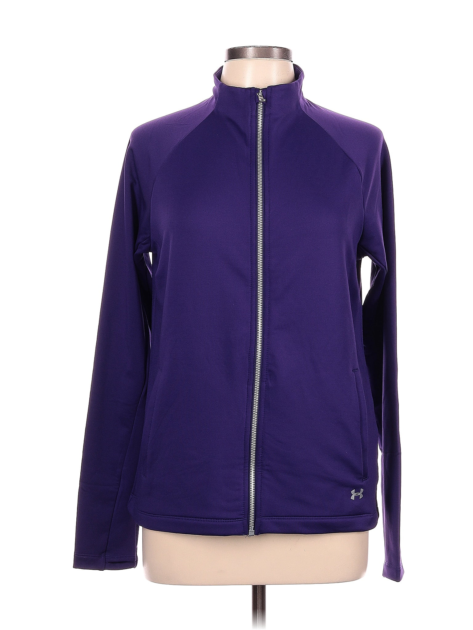 Under Armour 100% Polyester Color Block Solid Purple Track Jacket Size ...