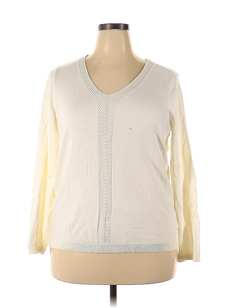 Talbots Outlet 100% Cotton Color Block Ivory Pullover Sweater Size 2X ...