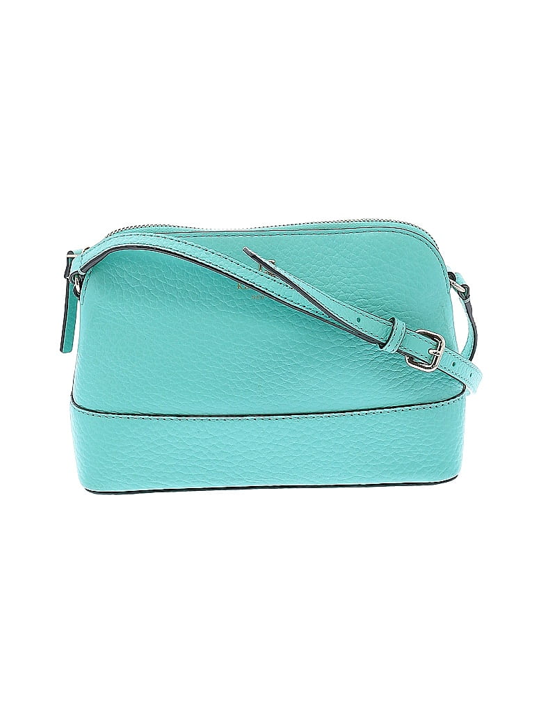 Kate Spade Outlet 100% Leather Solid Blue Teal Leather Crossbody Bag ...