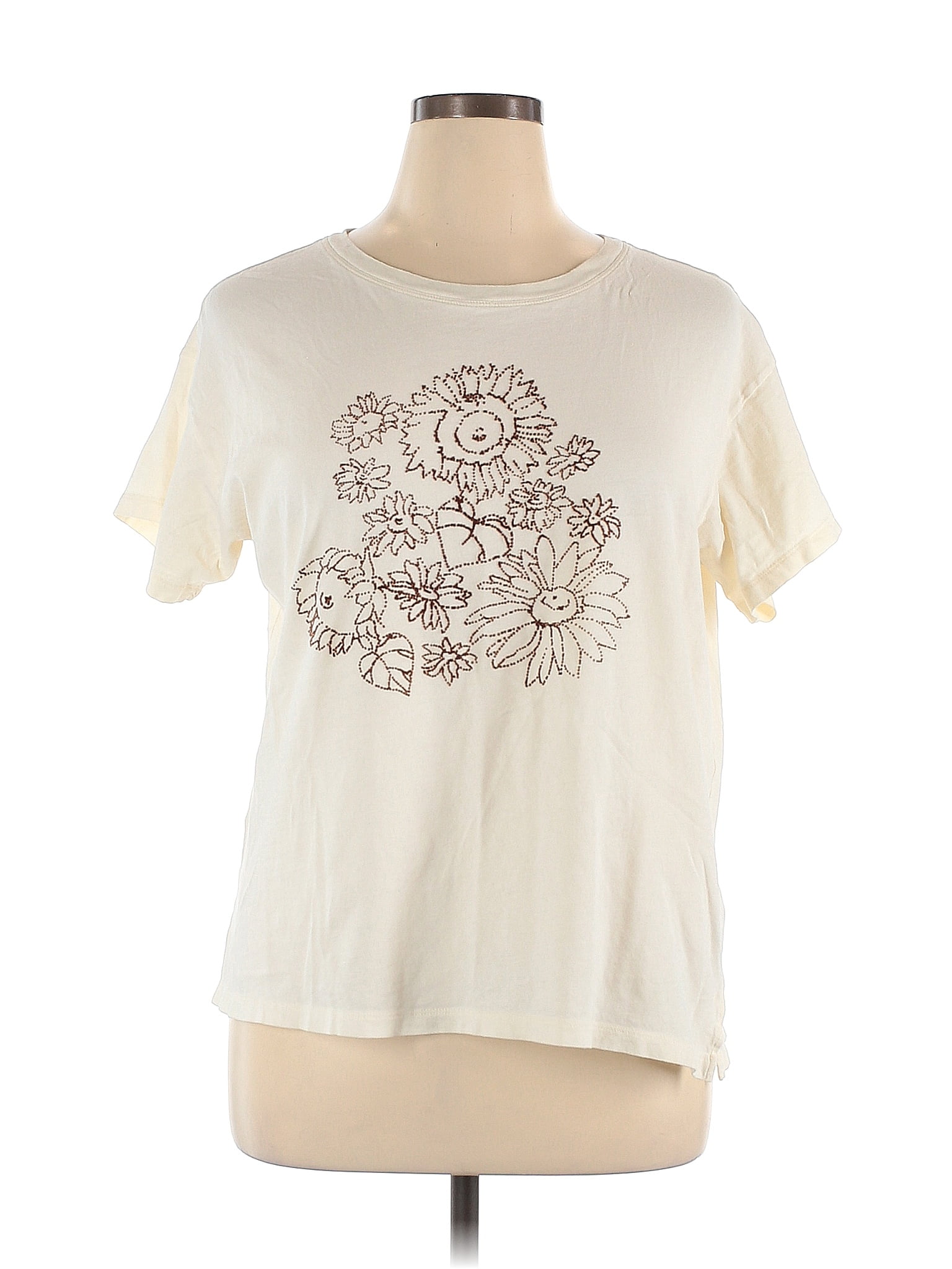 Madewell 100 Cotton Floral Ivory Short Sleeve T Shirt Size L 34 Off