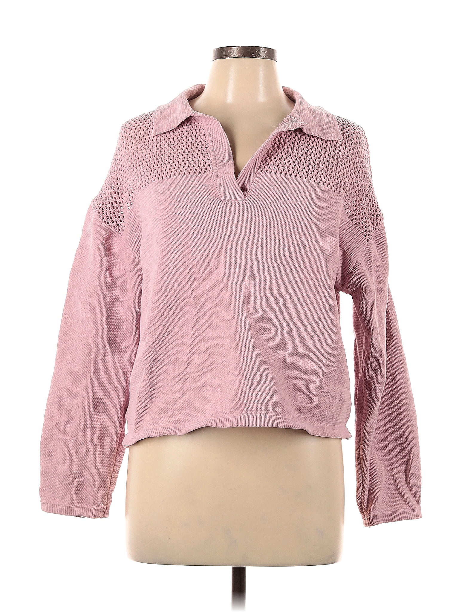 Zara Color Block Solid Pink Pullover Sweater Size L - 44% off | ThredUp