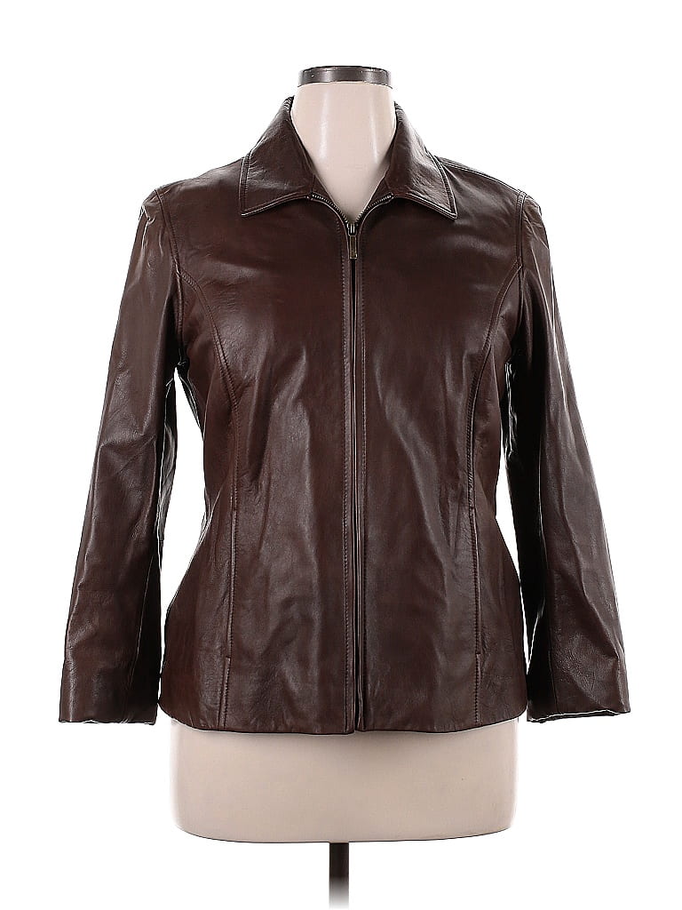 Brooks Brothers 346 100% Leather Solid Brown Leather Jacket Size 14 - 77% off | ThredUp