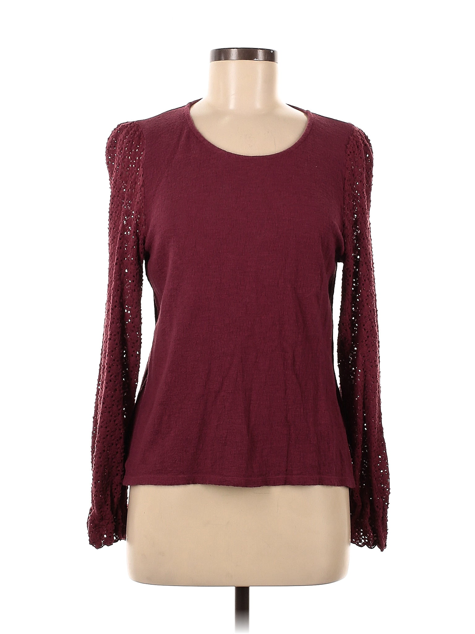 Texture And Thread Madewell 100 Cotton Maroon Burgundy Long Sleeve Top