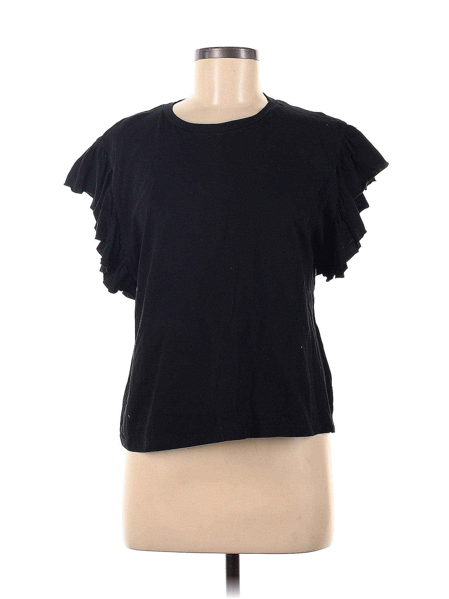 Zara 100% Cotton Solid Black Short Sleeve Top Size M - 49% off | ThredUp
