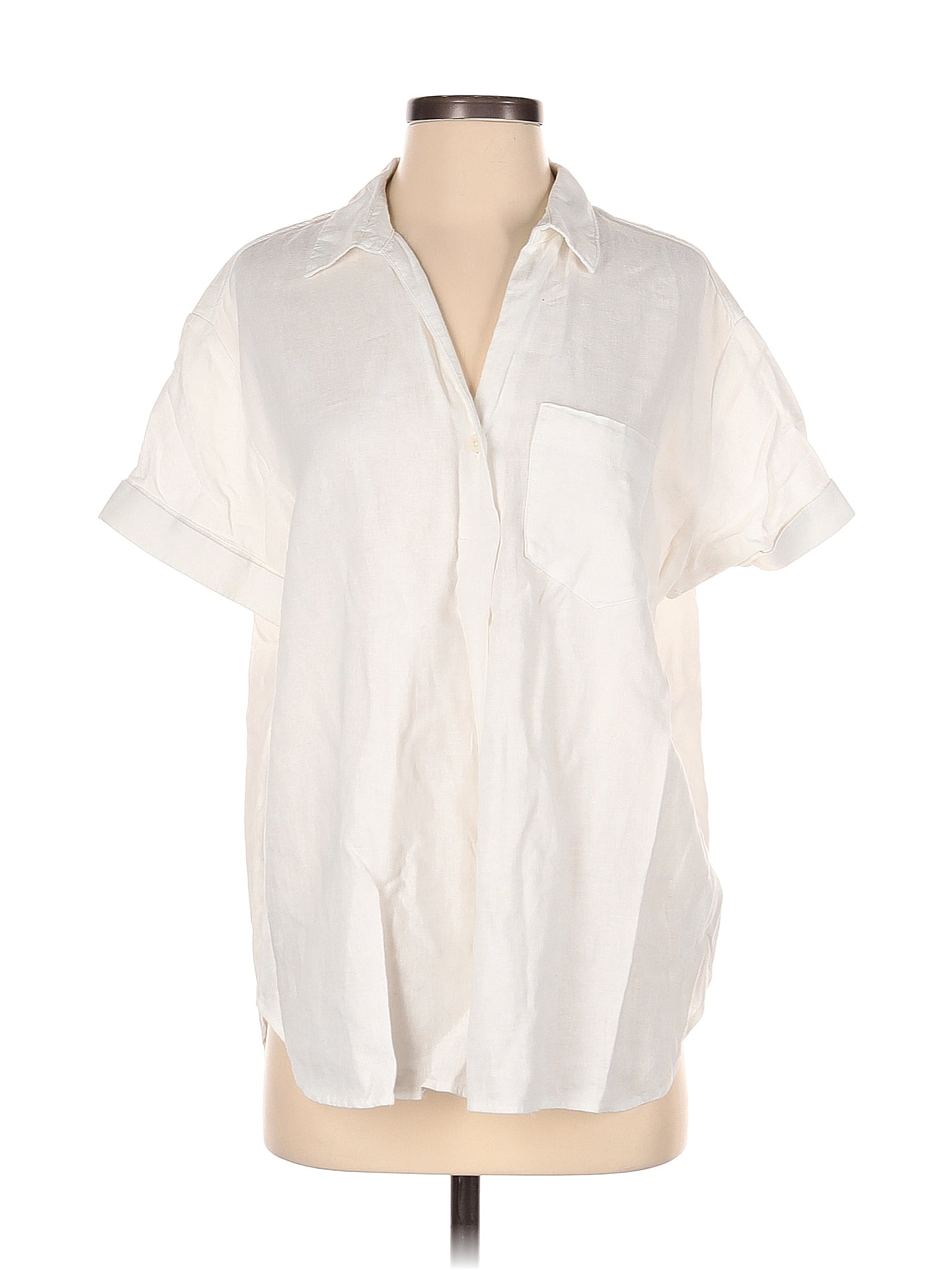 Madewell Solid White Ivory Short Sleeve Blouse Size S 63 Off Thredup