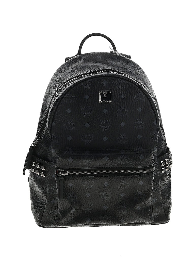 MCM 100% Coated Canvas Black Large Studded Stark Backpack One Size - 55 ...